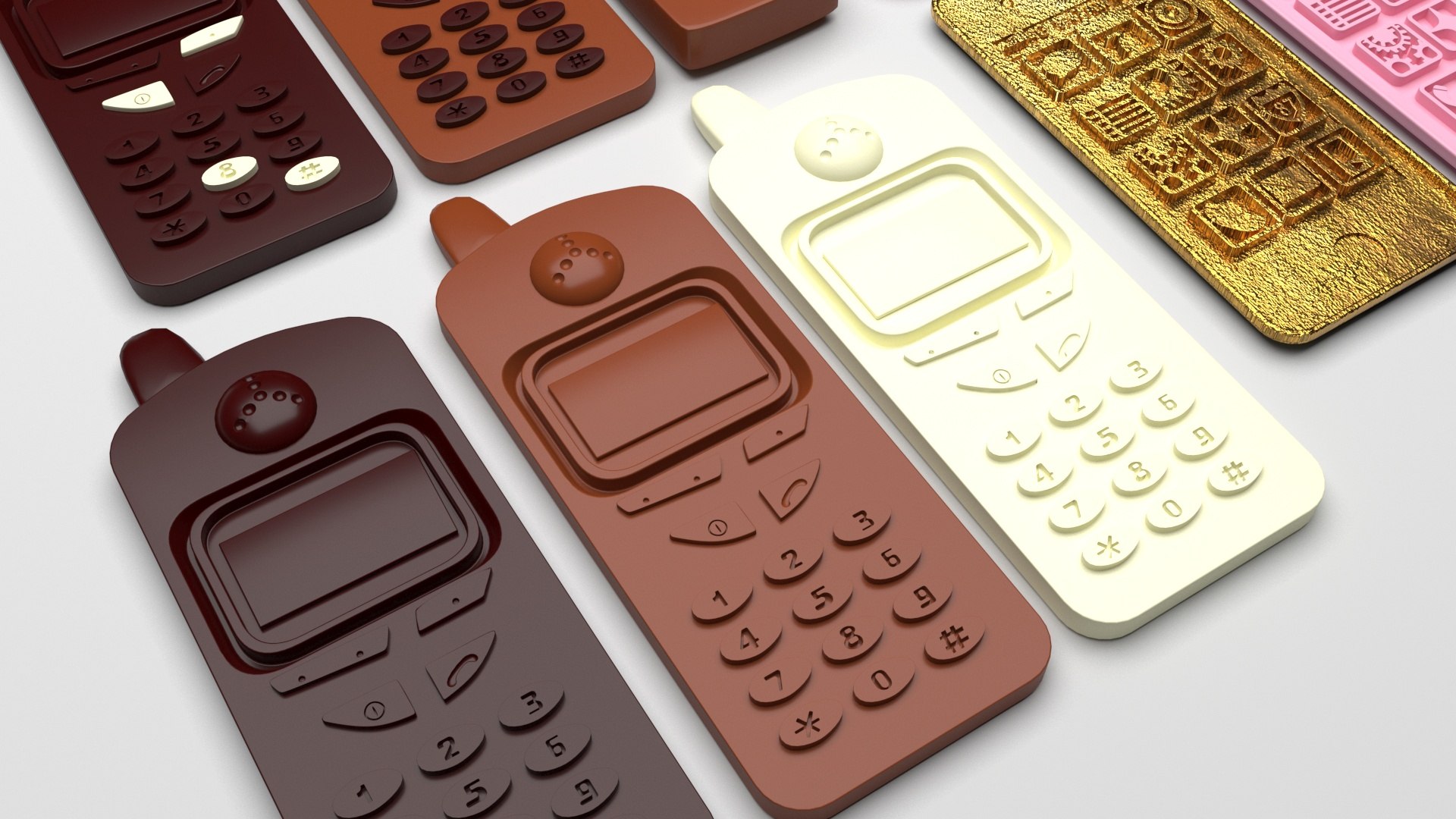Chocolate Cell Phones Set 3D model - TurboSquid 1821637
