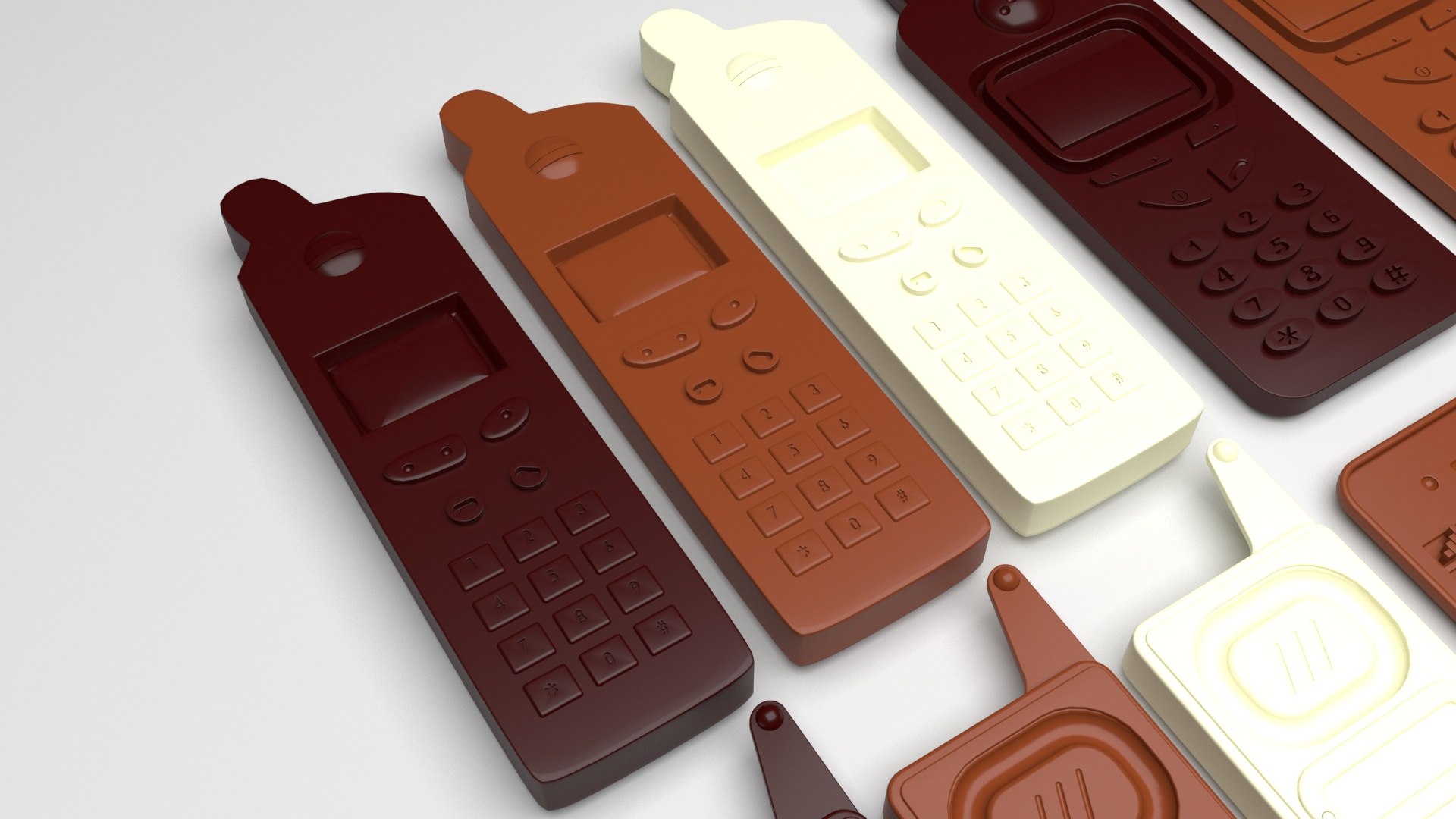 Chocolate Cell Phones Set 3D model - TurboSquid 1821637