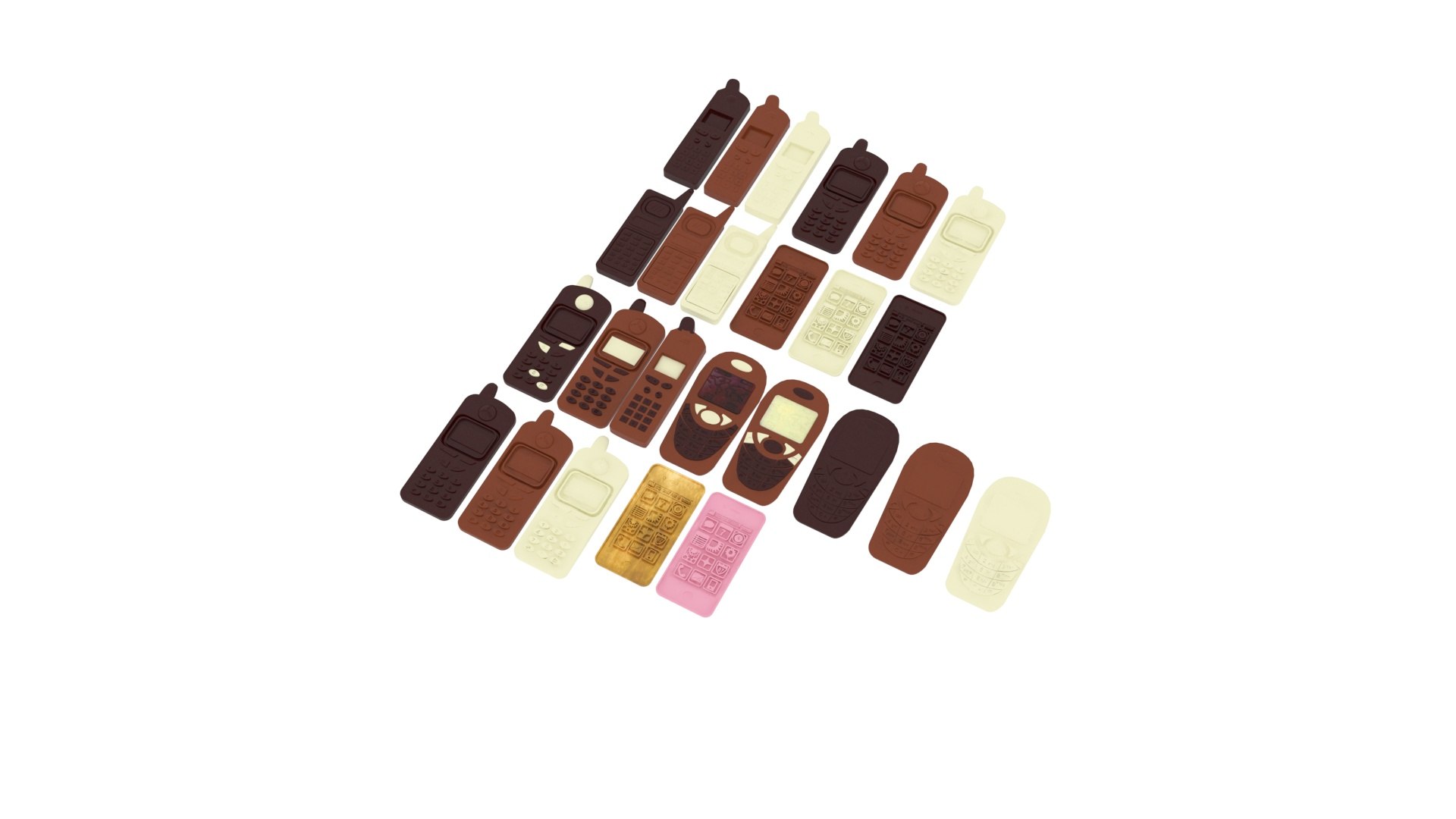 Chocolate Cell Phones Set 3D model - TurboSquid 1821637
