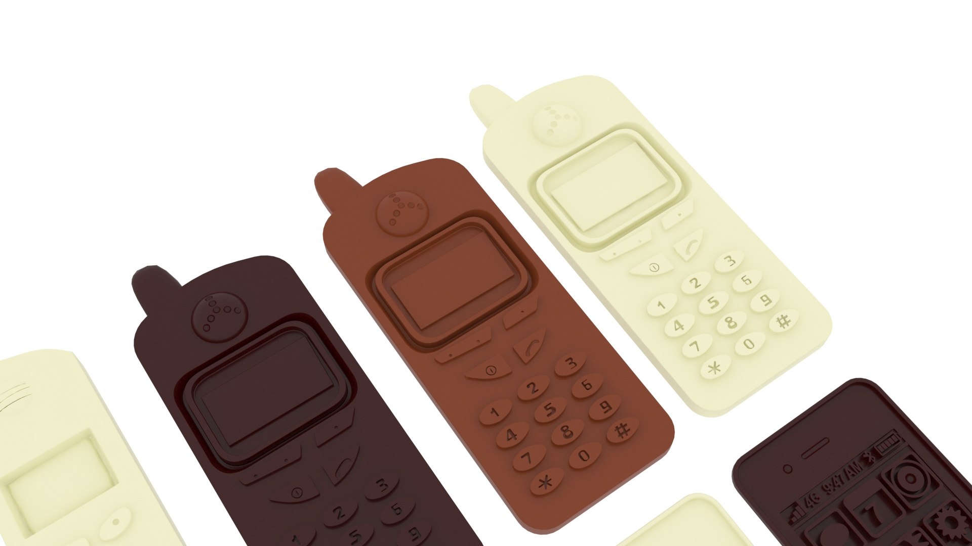 Chocolate Cell Phones Set 3D model - TurboSquid 1821637