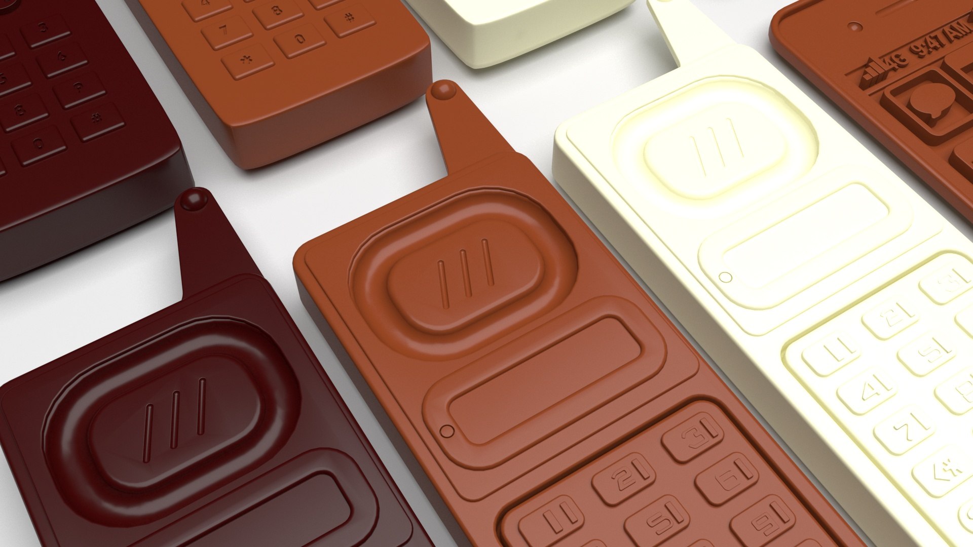 Chocolate Cell Phones Set 3D model - TurboSquid 1821637