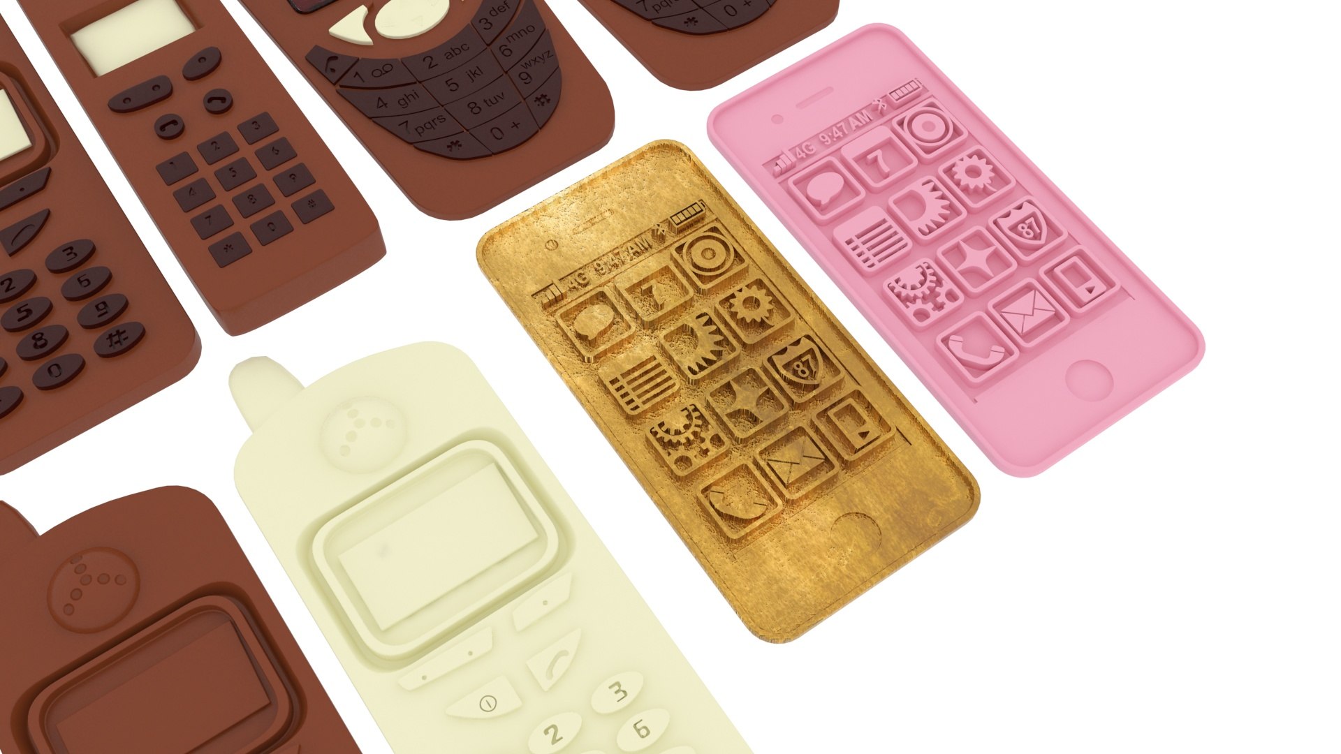 Chocolate Cell Phones Set 3D model - TurboSquid 1821637