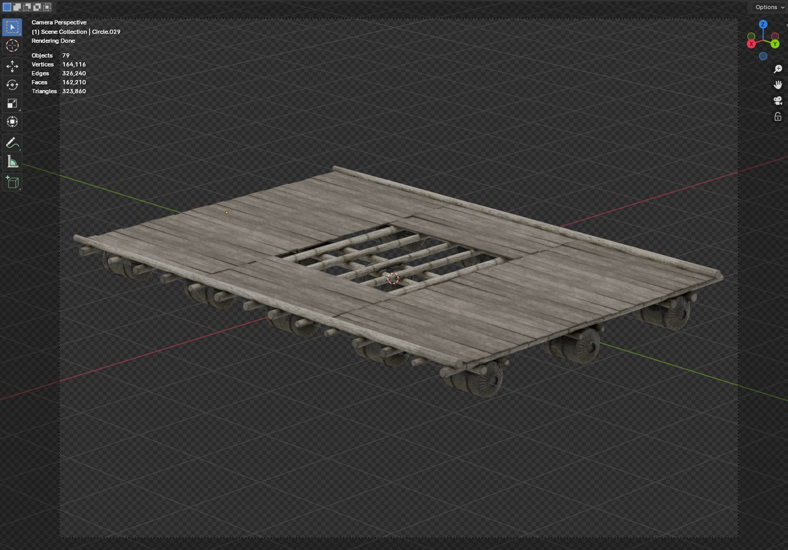 Traditional Wooden Aquaculture Raft And Fishing Raft 3D Model ...