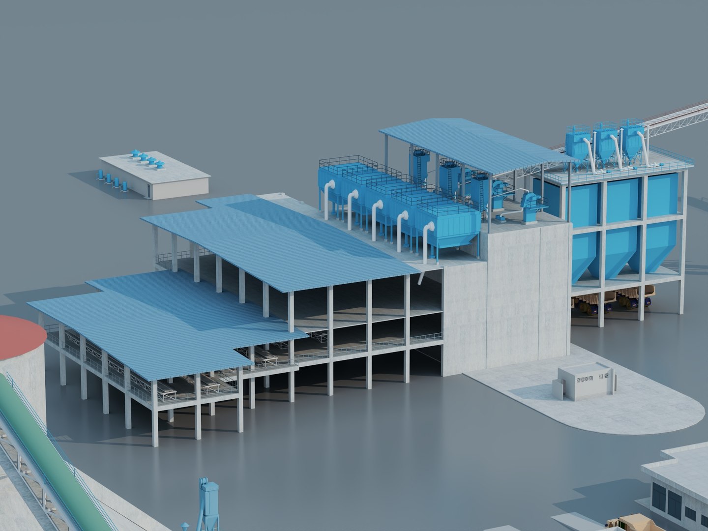 3D Max-Default ScanlineCement Manufacturing Plant Industrial Facility ...