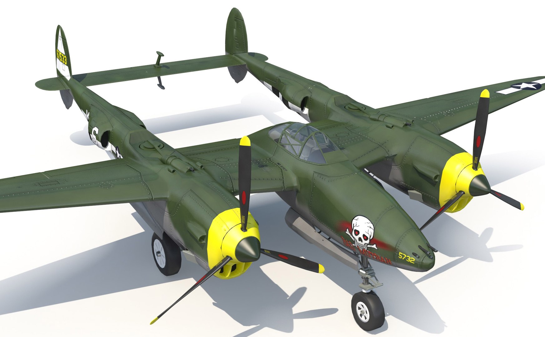 P-38 Lightning Lockheed 3d Model