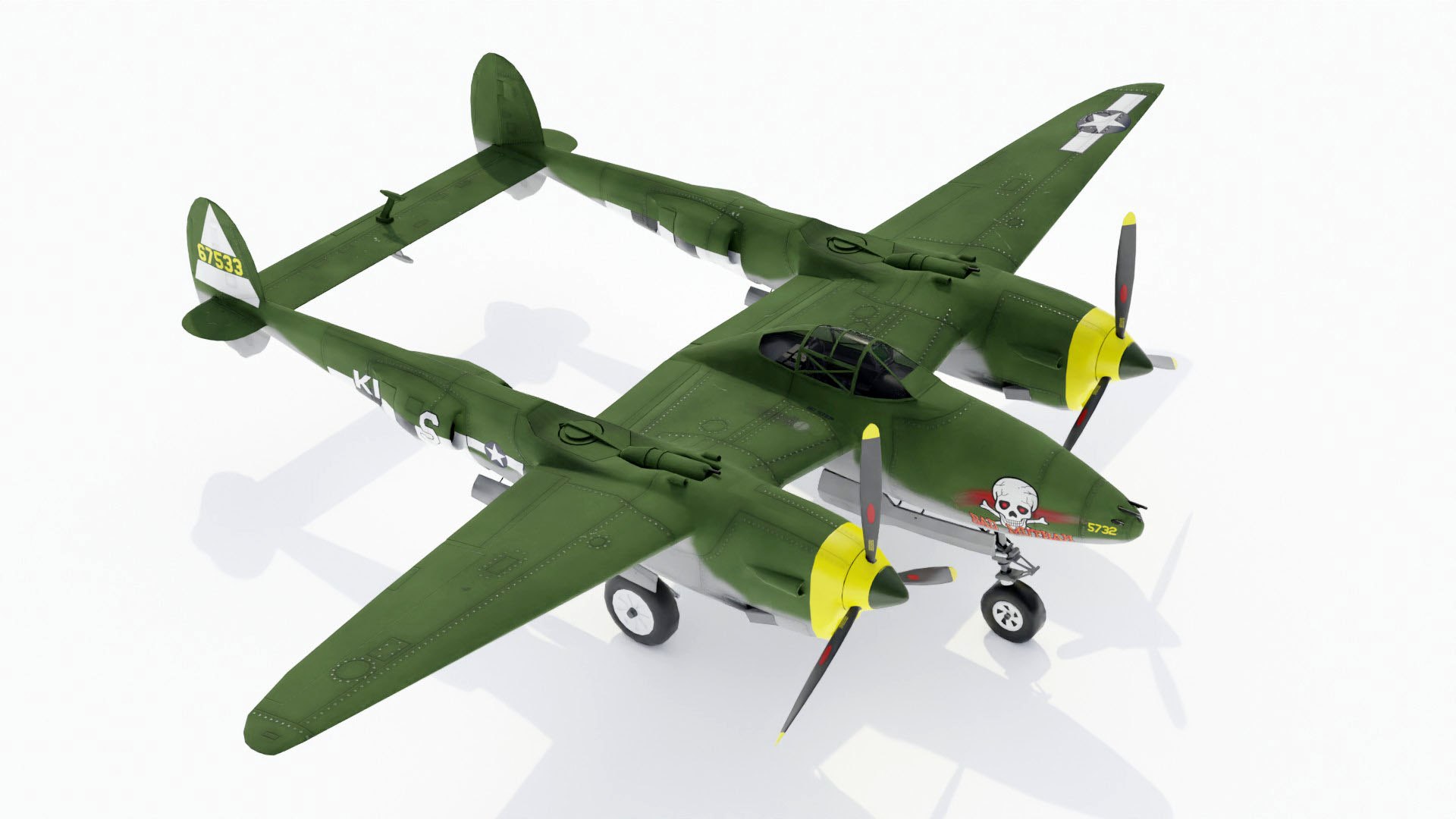 P-38 Lightning Lockheed 3d Model