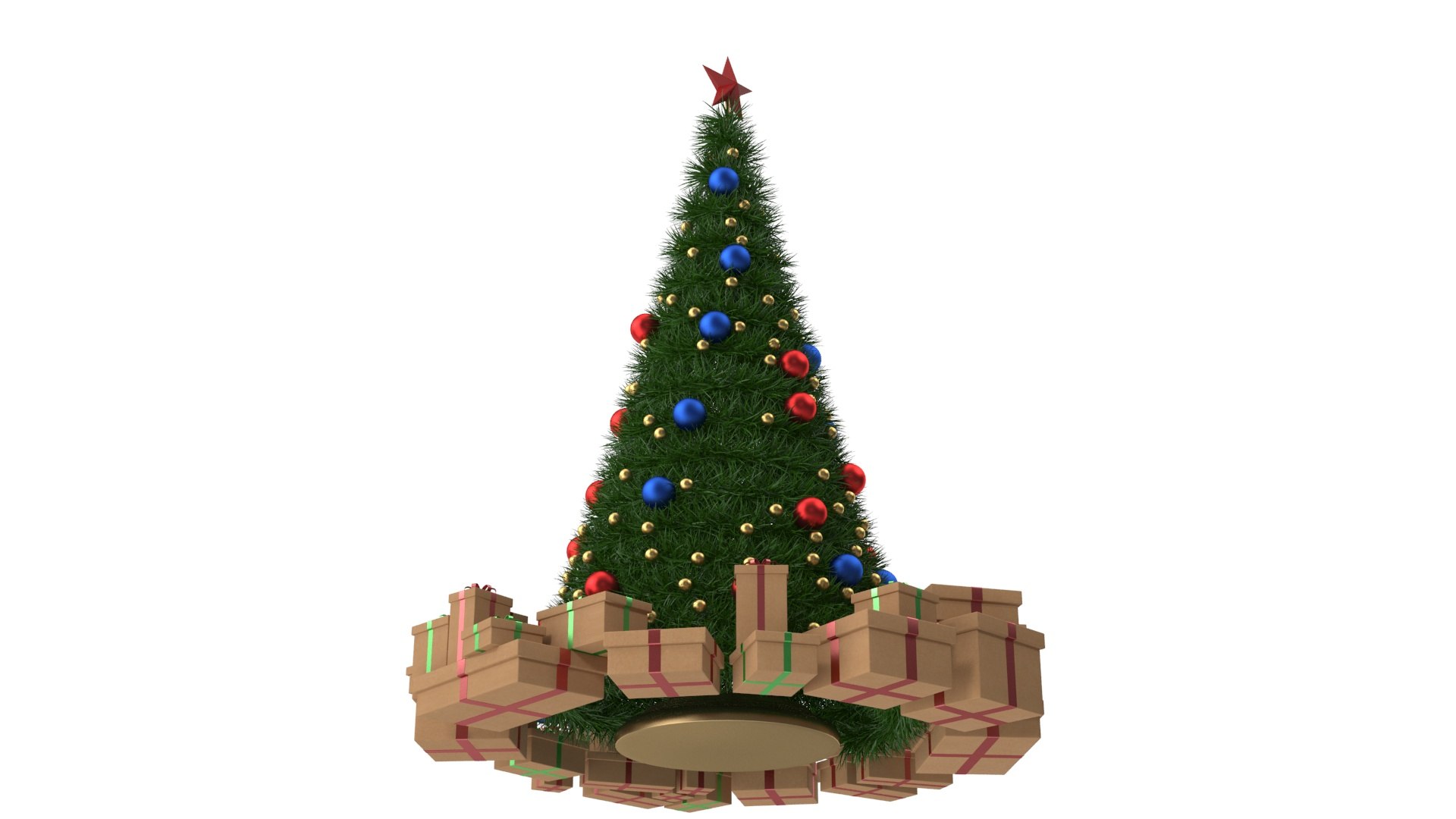 3D Christmas Tree with Gift Boxes - TurboSquid 1814105