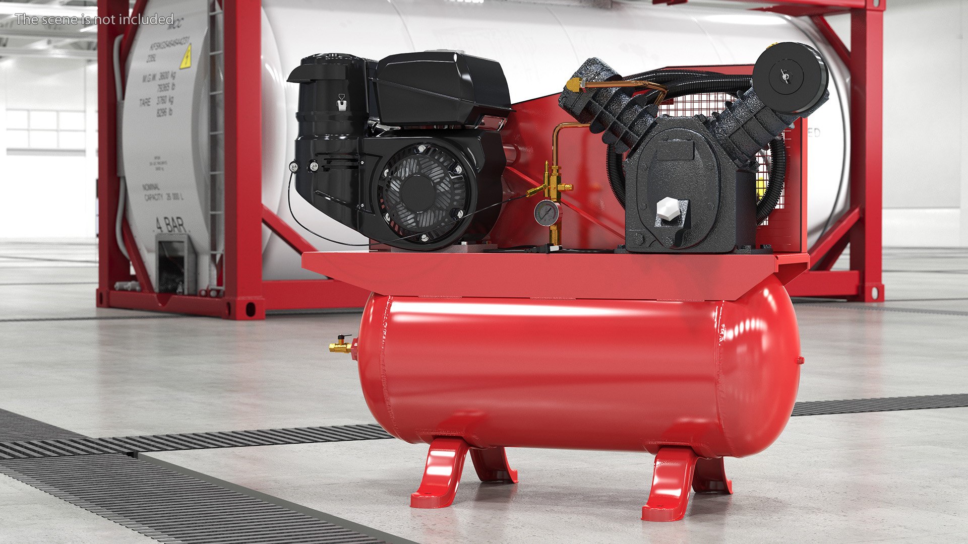 Red Diesel Piston Air Compressor Model - TurboSquid 2145514