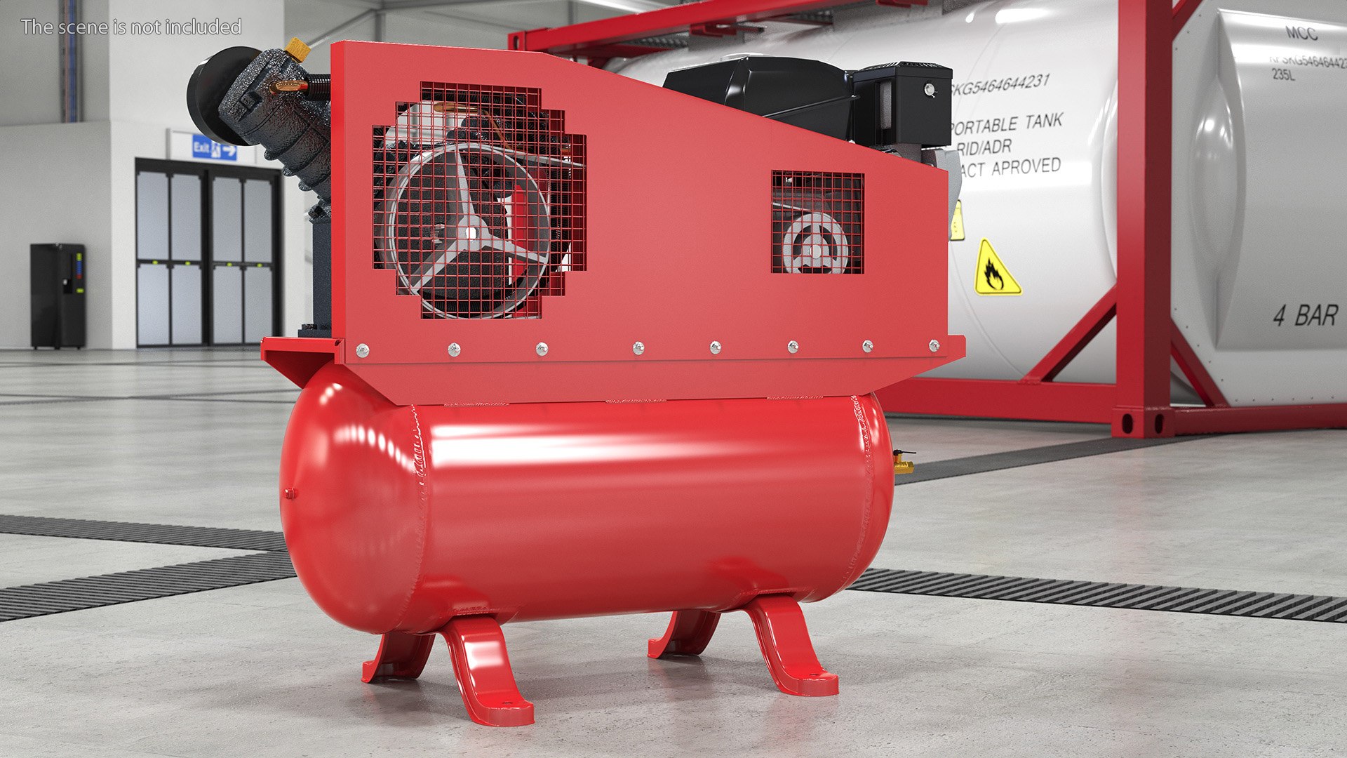 Red Diesel Piston Air Compressor Model - TurboSquid 2145514