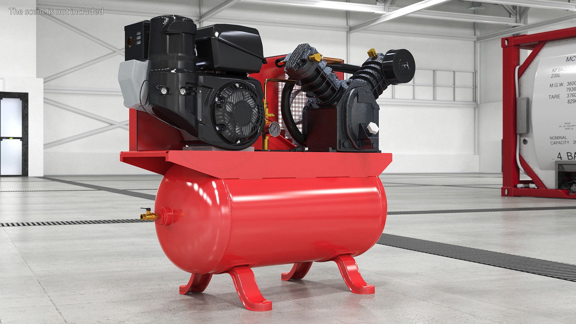 Red Diesel Piston Air Compressor Model - TurboSquid 2145514