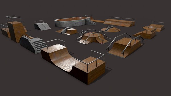 3d model modular skateboard ramps