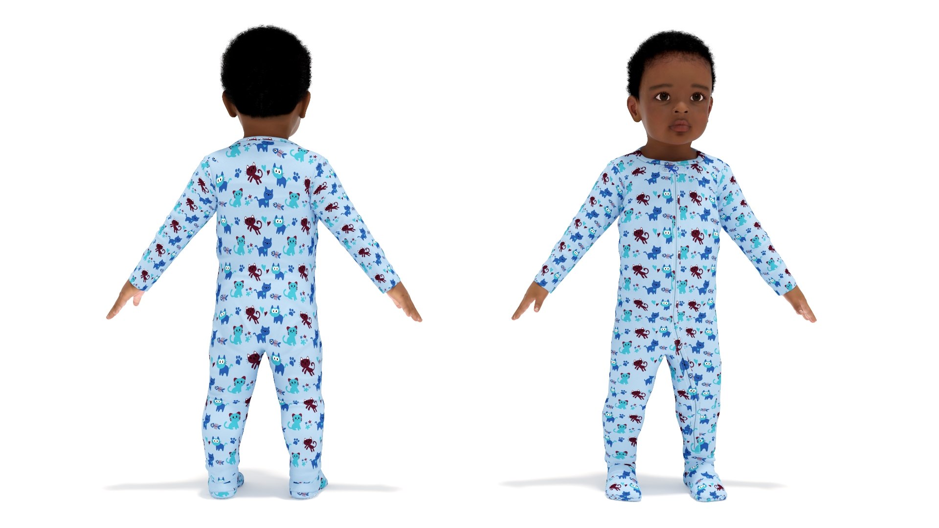 Black Baby Boy Light Skin In Full Bodysuit A-Pose 3D Model - TurboSquid ...
