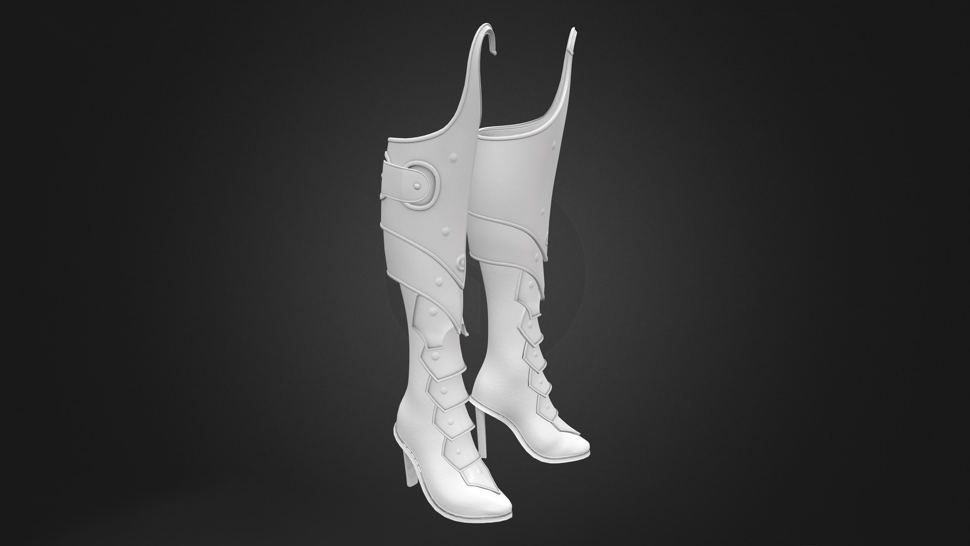 3D Sci-fi Medieval Steampunk High Heel Metal Armour Boots model ...