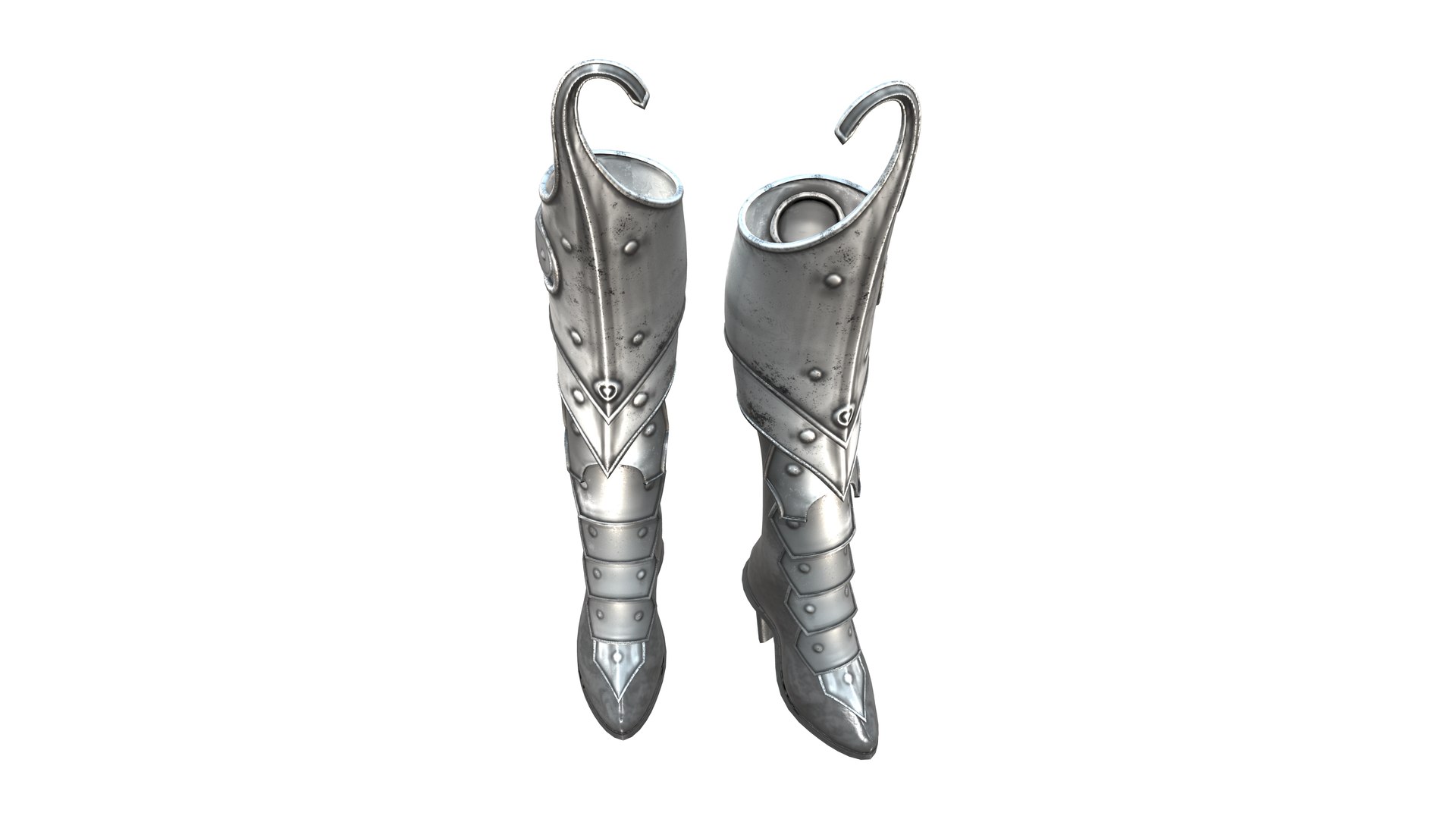 3D Sci-fi Medieval Steampunk High Heel Metal Armour Boots model ...