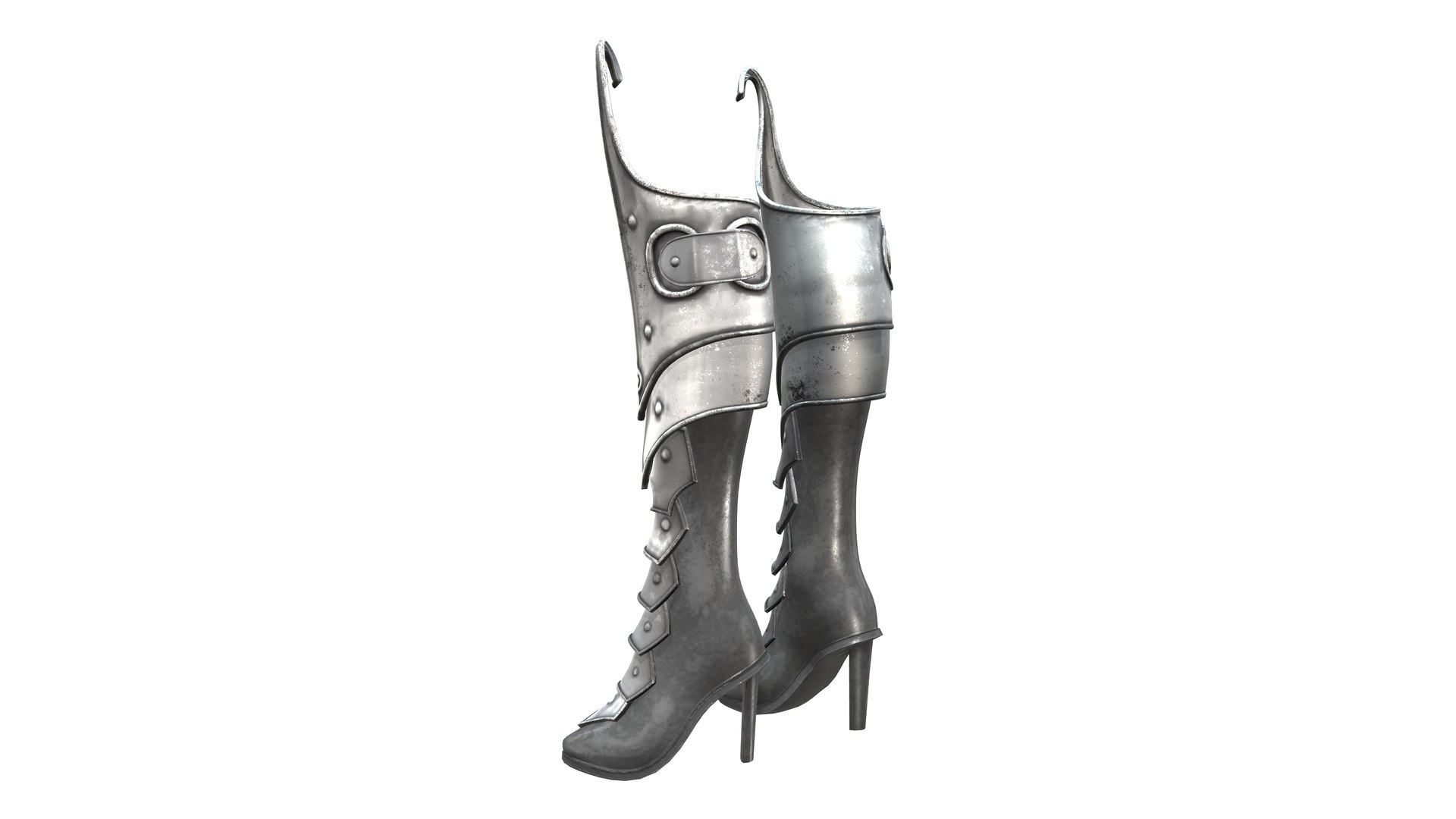 3D Sci-fi Medieval Steampunk High Heel Metal Armour Boots model ...