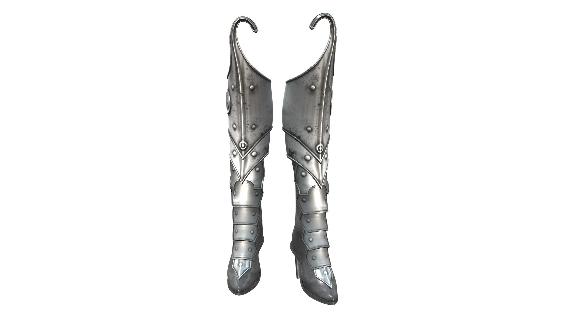 3D Sci-fi Medieval Steampunk High Heel Metal Armour Boots model ...