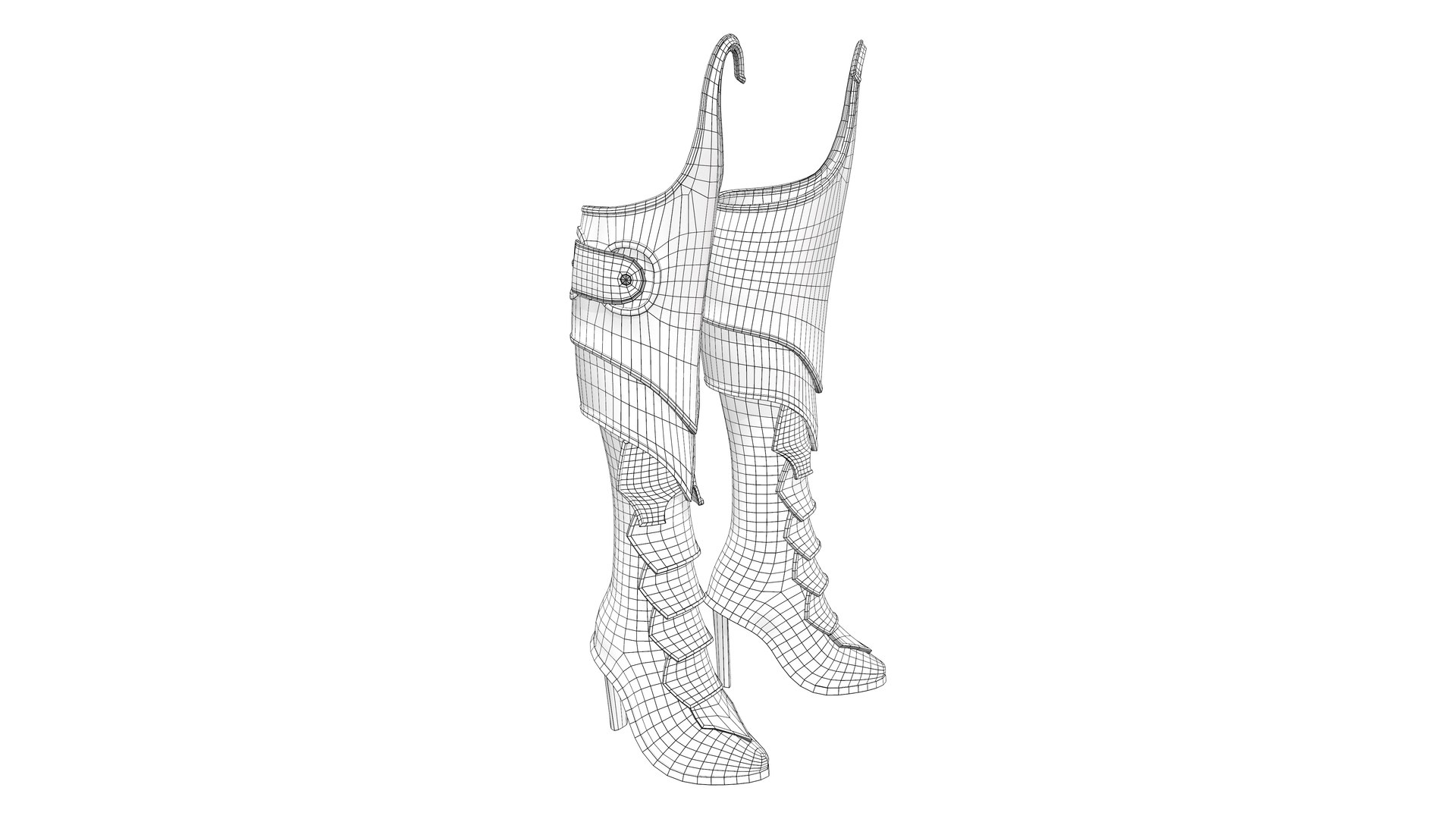 3D Sci-fi Medieval Steampunk High Heel Metal Armour Boots model ...