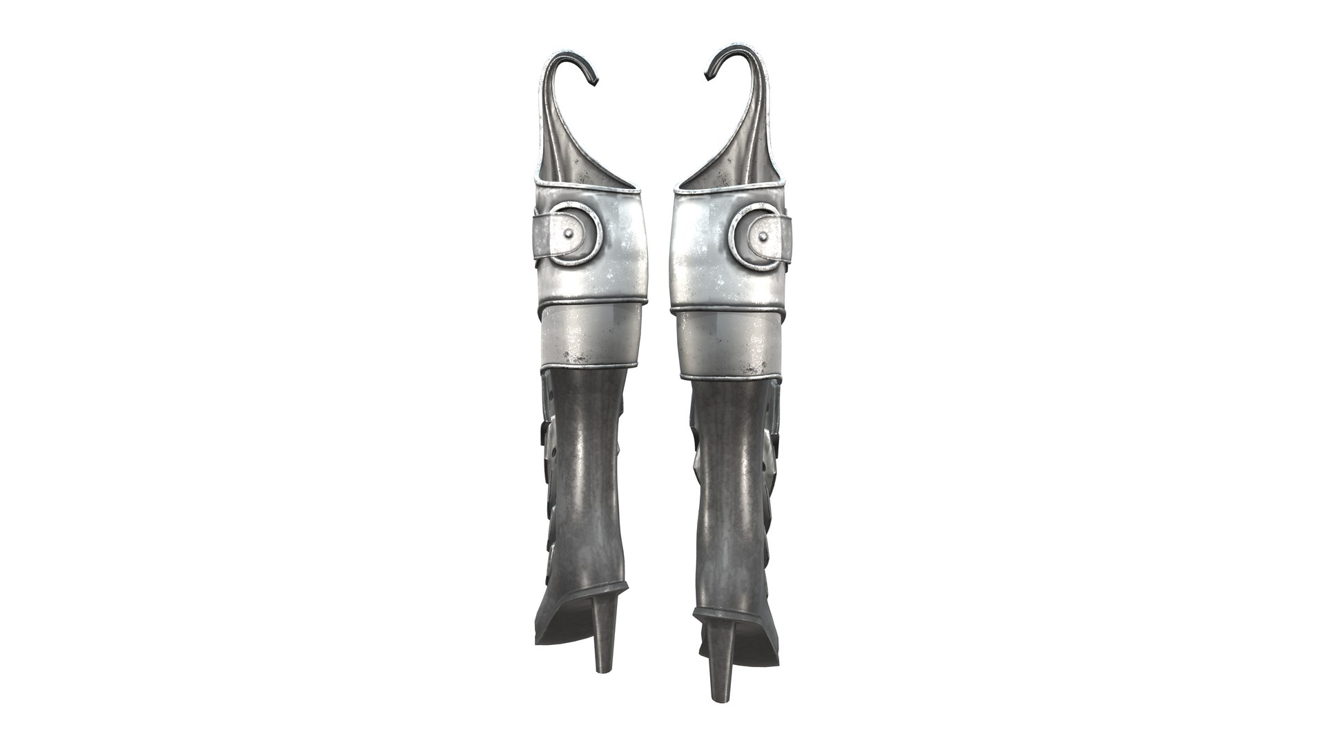 3D Sci-fi Medieval Steampunk High Heel Metal Armour Boots model ...