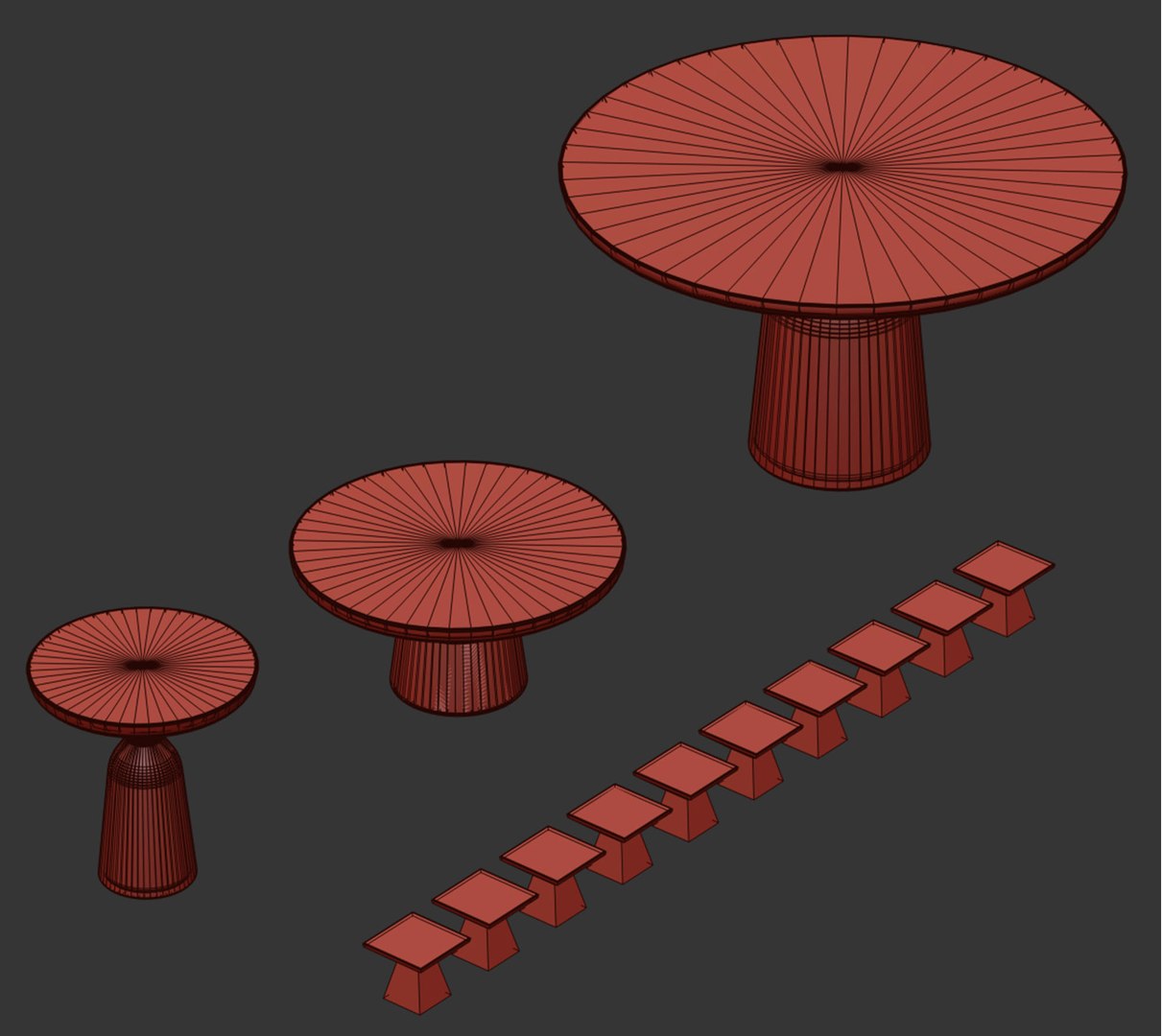 Bell Tables Set 3D Model - TurboSquid 1917038
