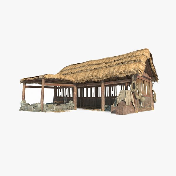 modelo 3d Antiguo establo con techo de paja - TurboSquid 2112689