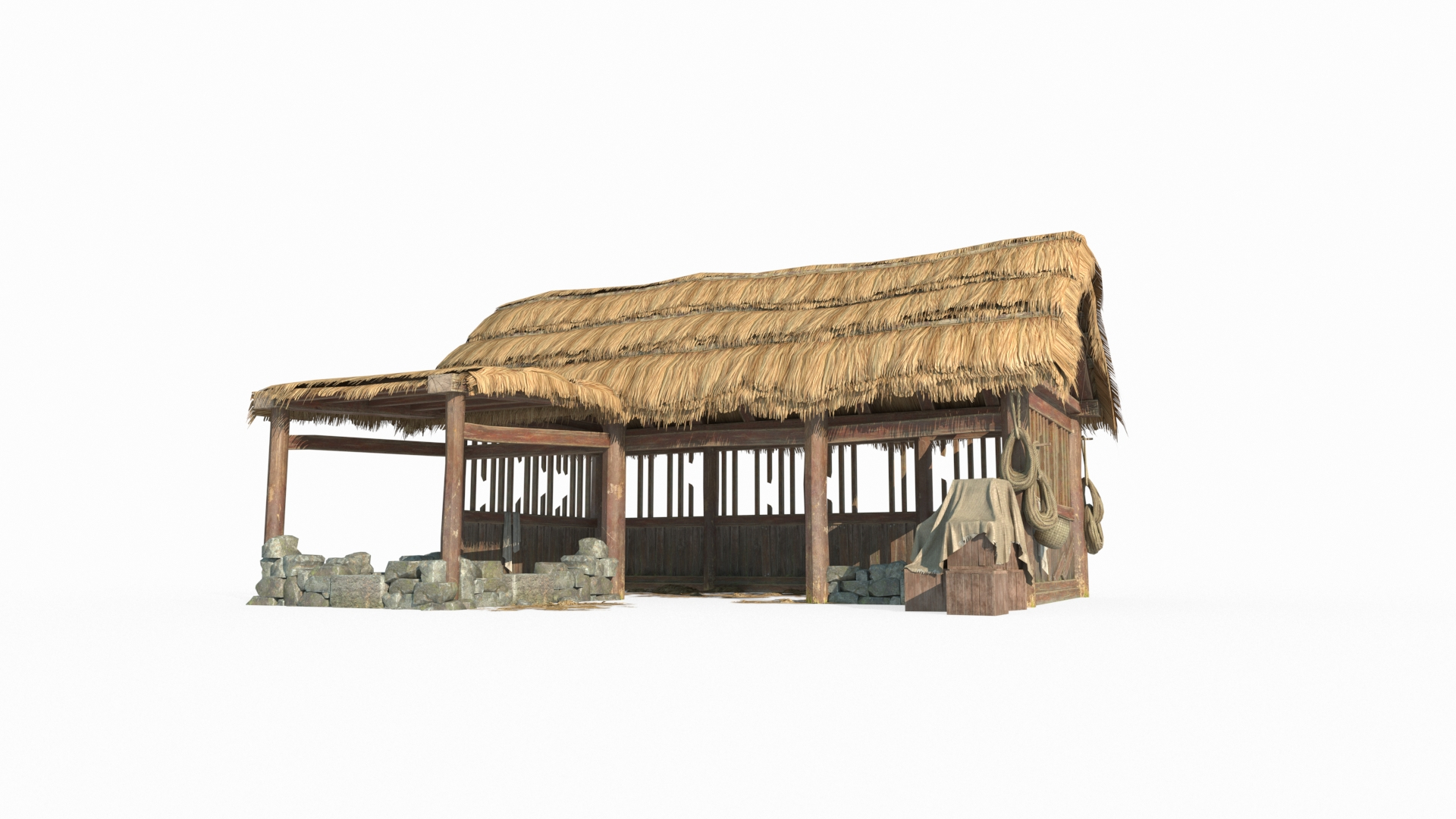 3D Ancient Thatched Stable Model - TurboSquid 2112689