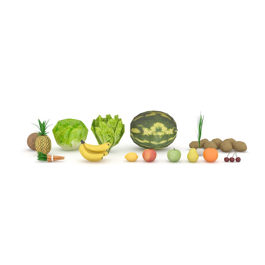 3D Mixed Fruit And Vegetable Varieties Model - TurboSquid 1800961