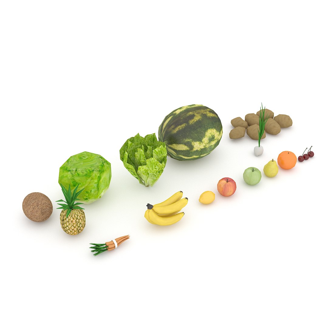 3D Mixed Fruit And Vegetable Varieties Model - TurboSquid 1800961