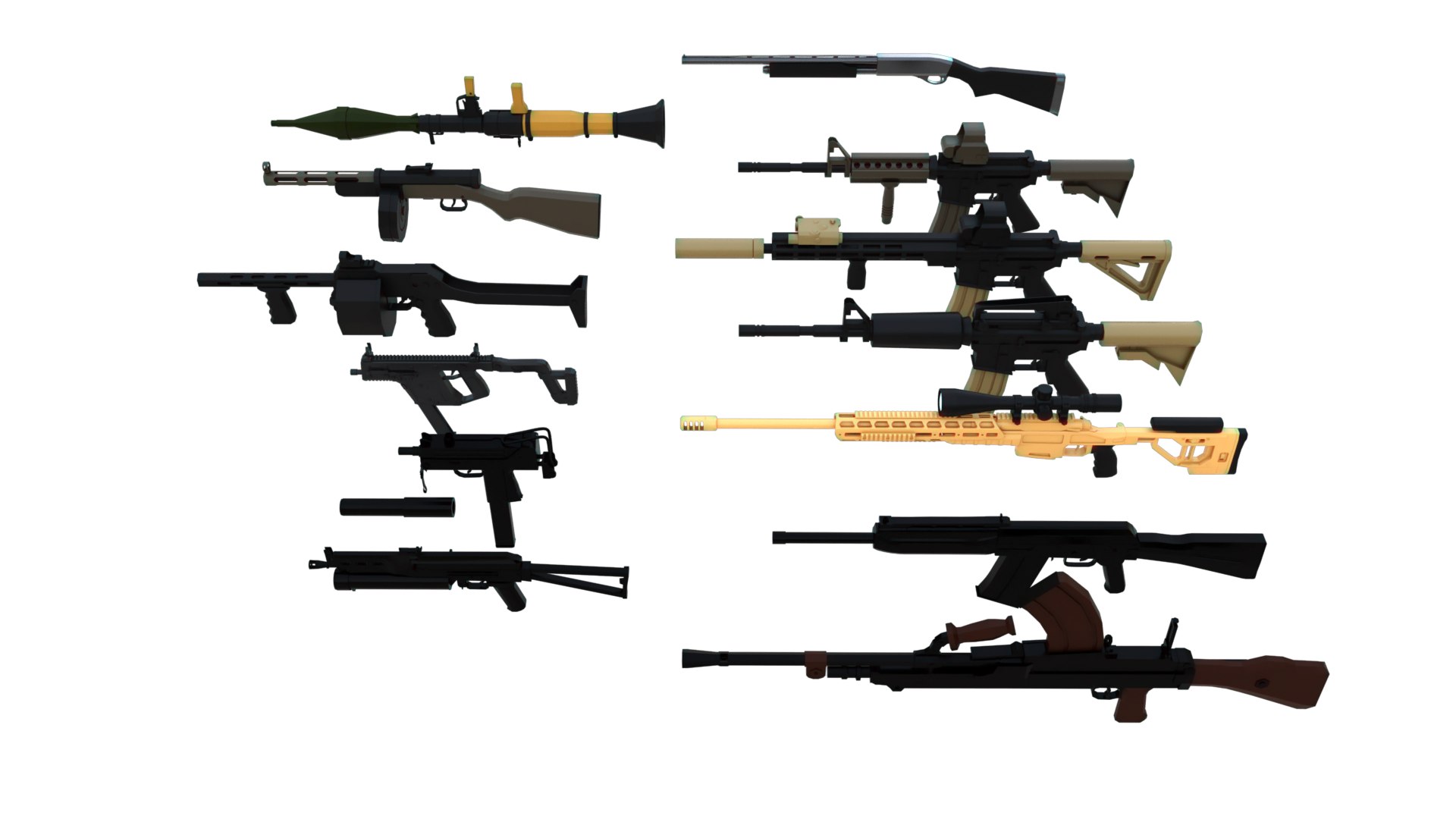 Weapon Gun Pack Lowpoly Model - TurboSquid 1997896