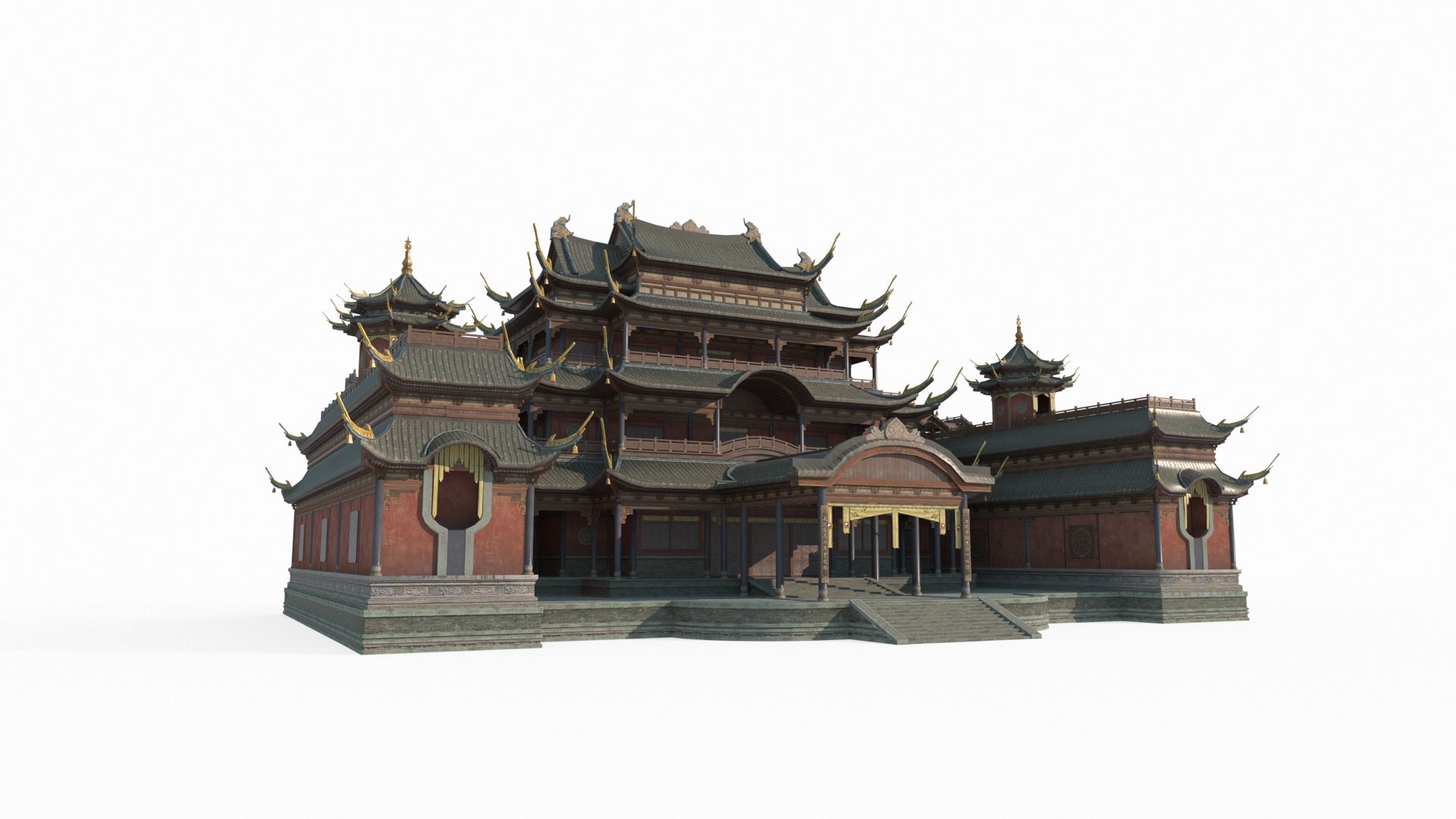 Large Taoist Palaces In Ancient Asian Architecture Model - TurboSquid ...