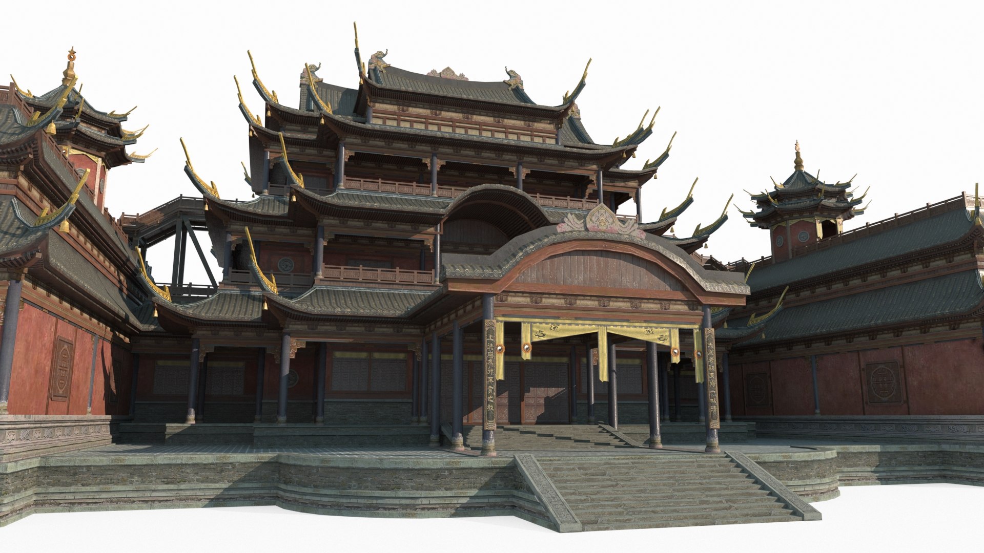 Large Taoist Palaces In Ancient Asian Architecture Model - TurboSquid ...