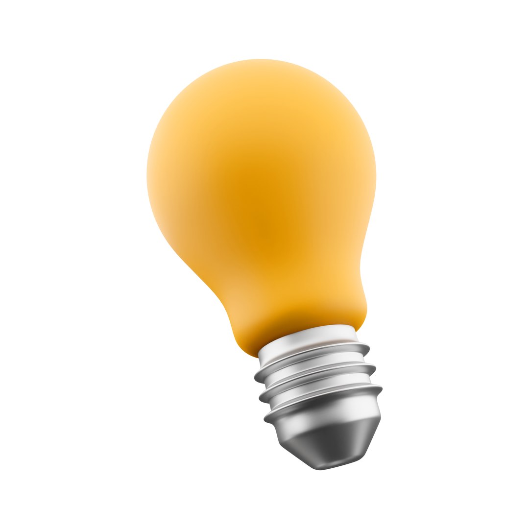 3d Yellow Light Bulb Icon 3D Model - TurboSquid 2066382