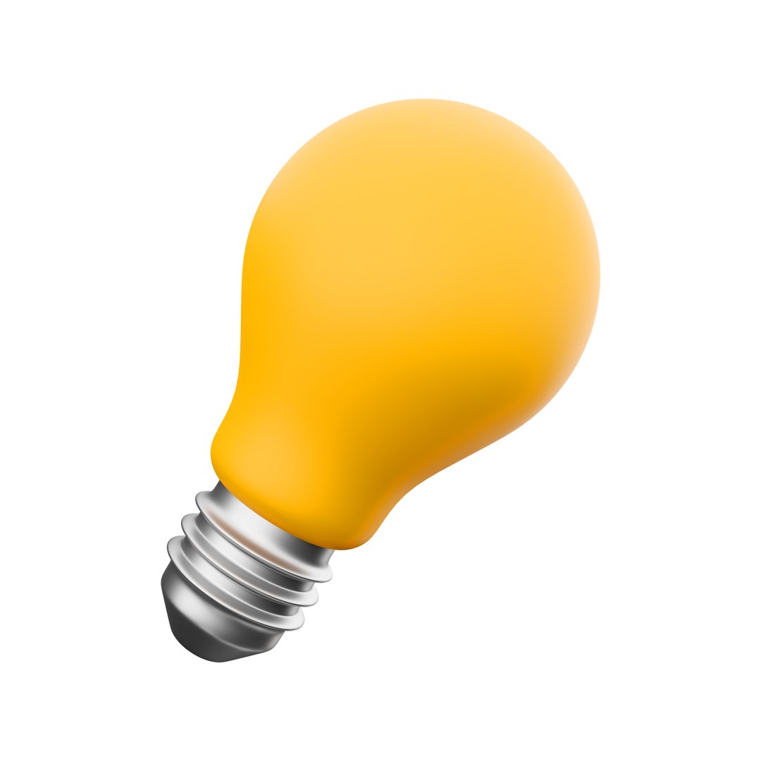 3d Yellow Light Bulb Icon 3D Model - TurboSquid 2066382