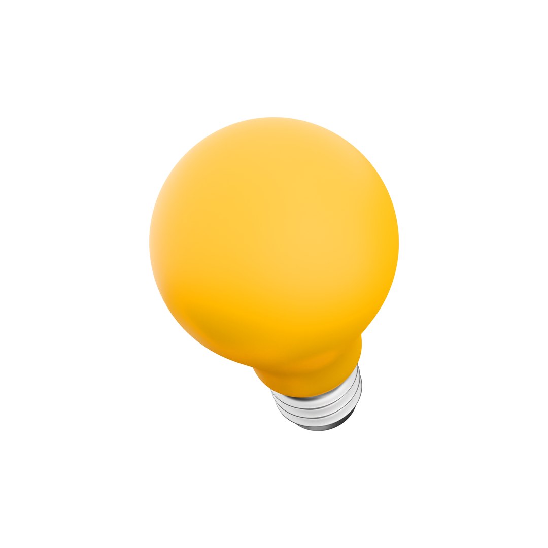 3d Yellow Light Bulb Icon 3D Model - TurboSquid 2066382