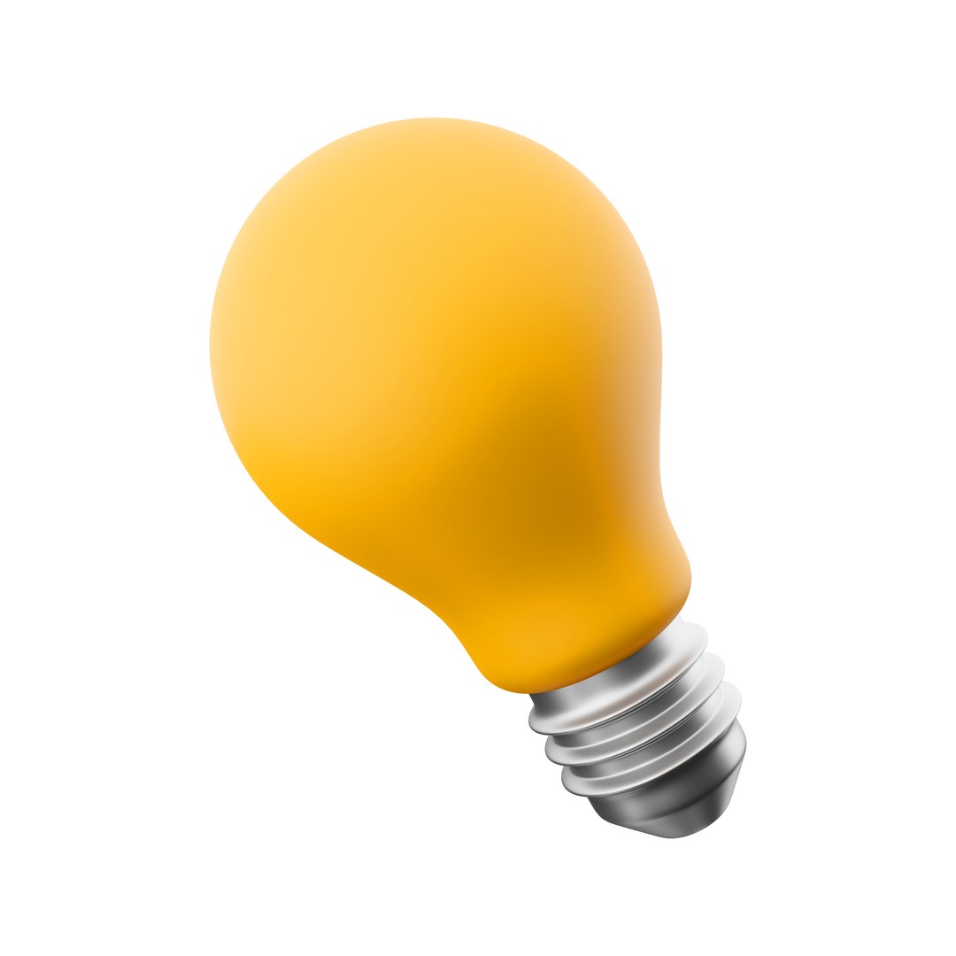 3d Yellow Light Bulb Icon 3D Model - TurboSquid 2066382
