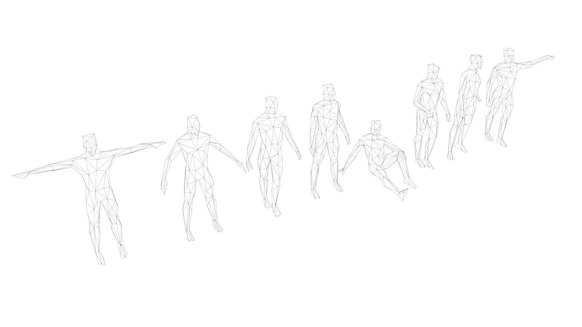 3d Model Different Low-poly Humans