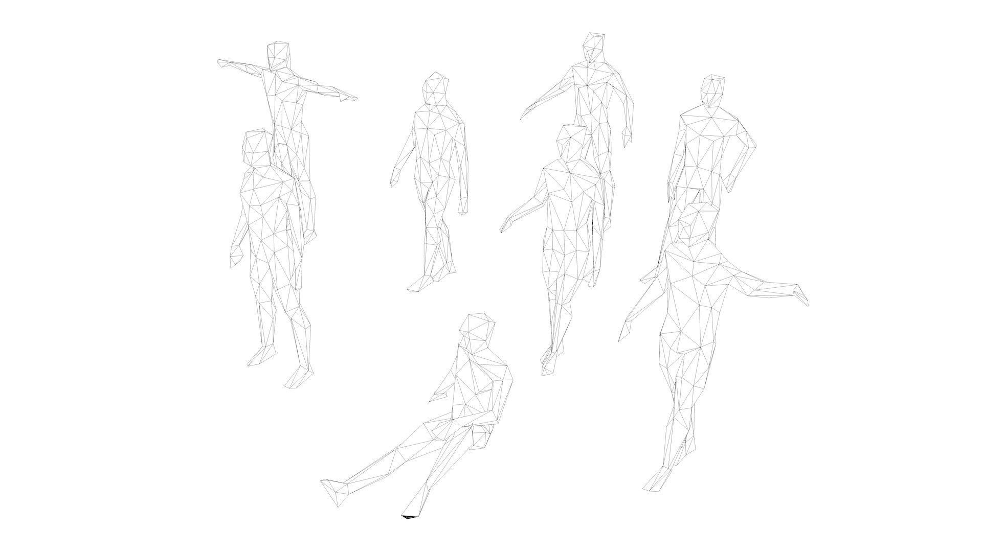 3d Model Different Low-poly Humans