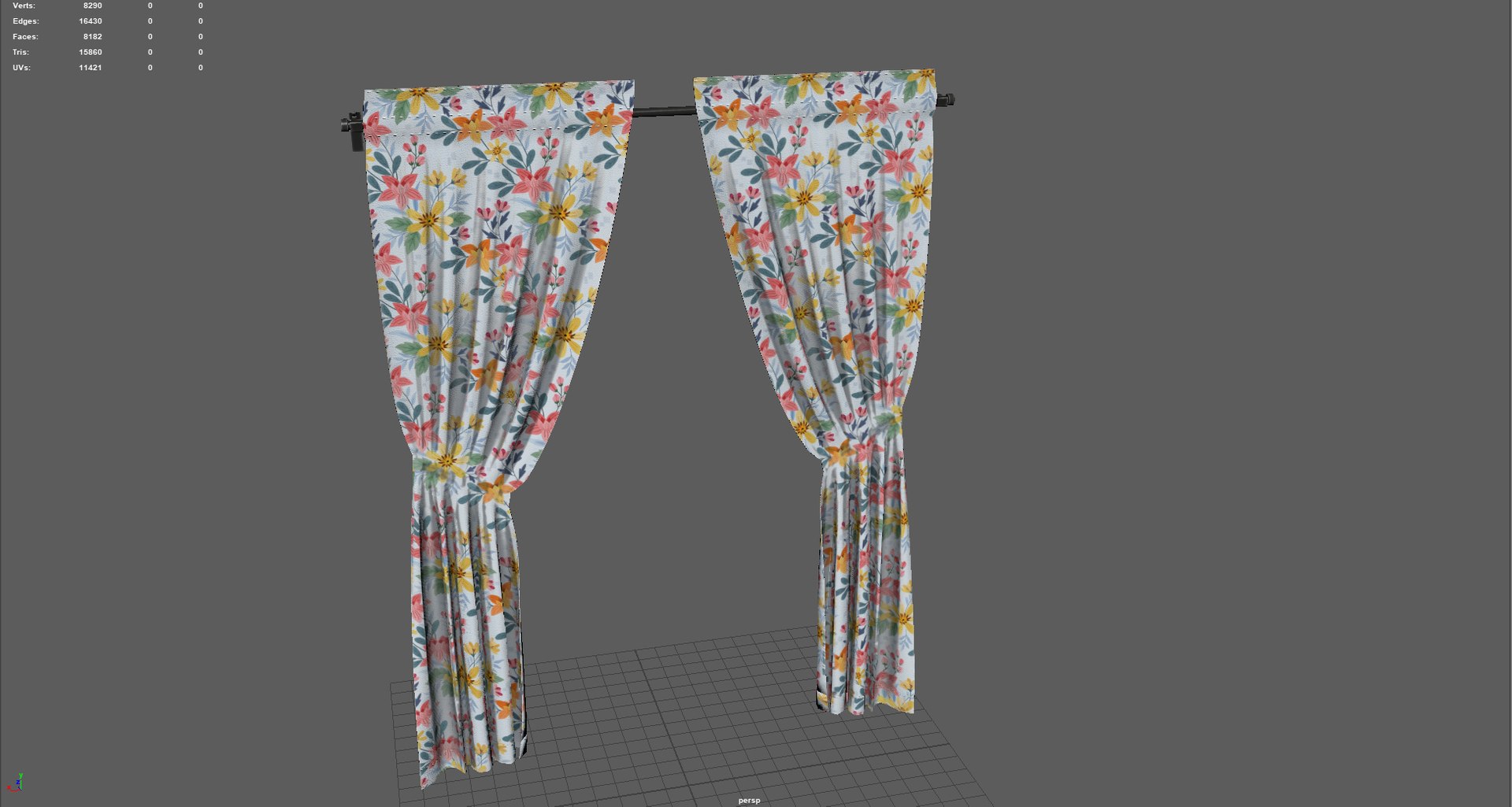 modelo 3d Curtain with ties - TurboSquid 1980349