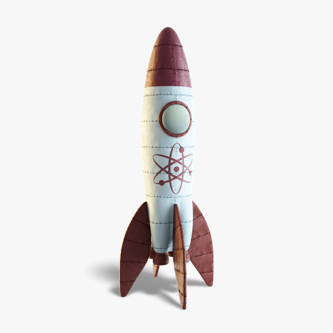 rocket retro 3d obj