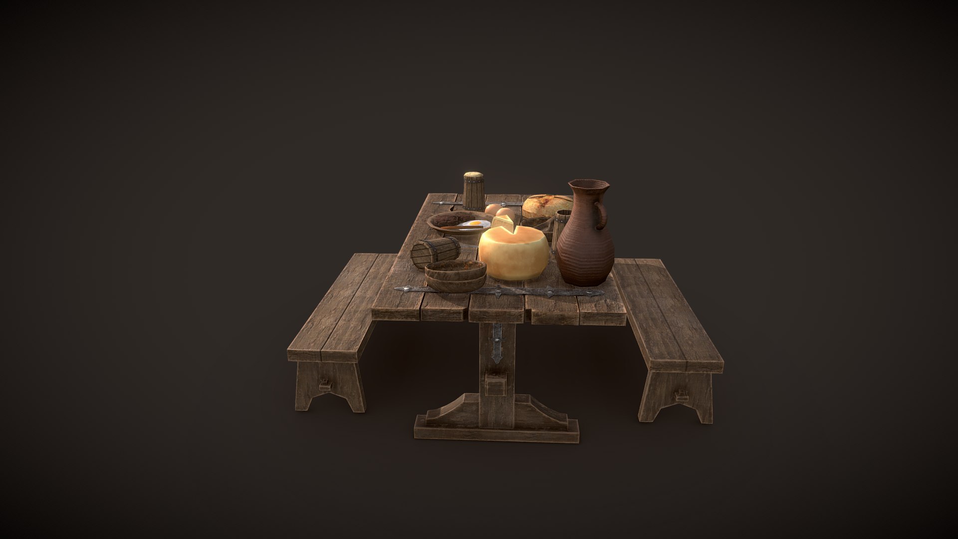 Medieval-tavern-table model - TurboSquid 1865316
