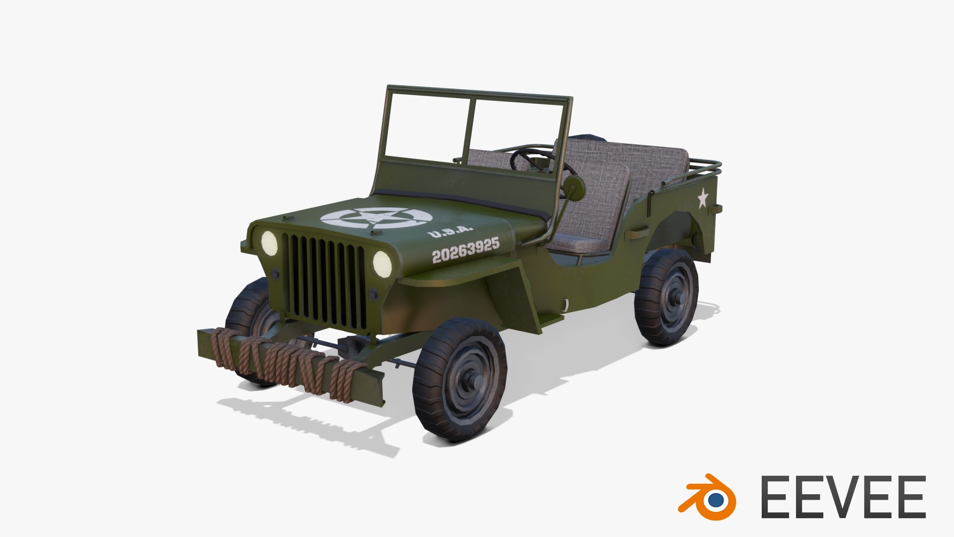 3D Low-Poly World War II Army Truck Model - TurboSquid 1796552