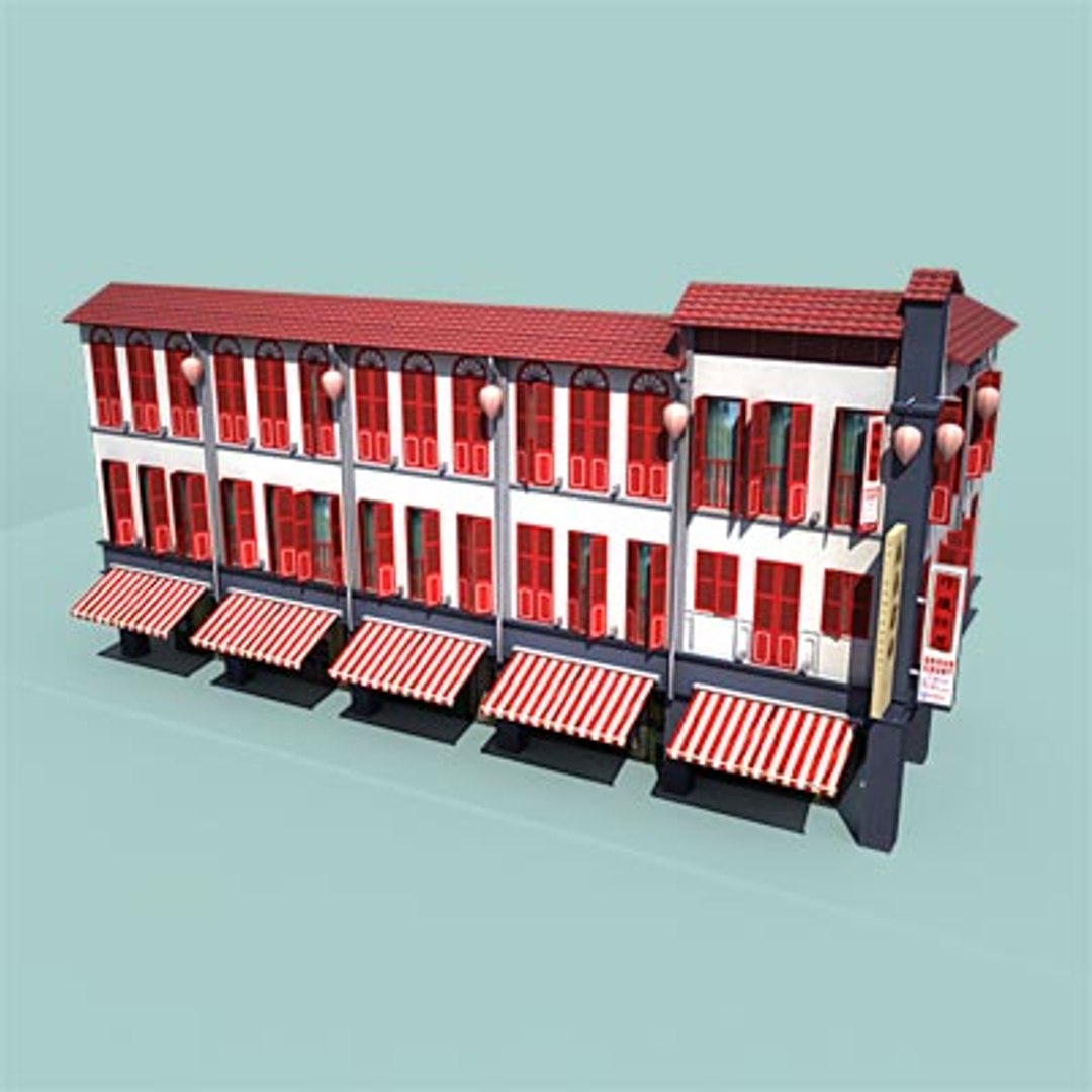 Low-poly Chinese Town House 3d Max