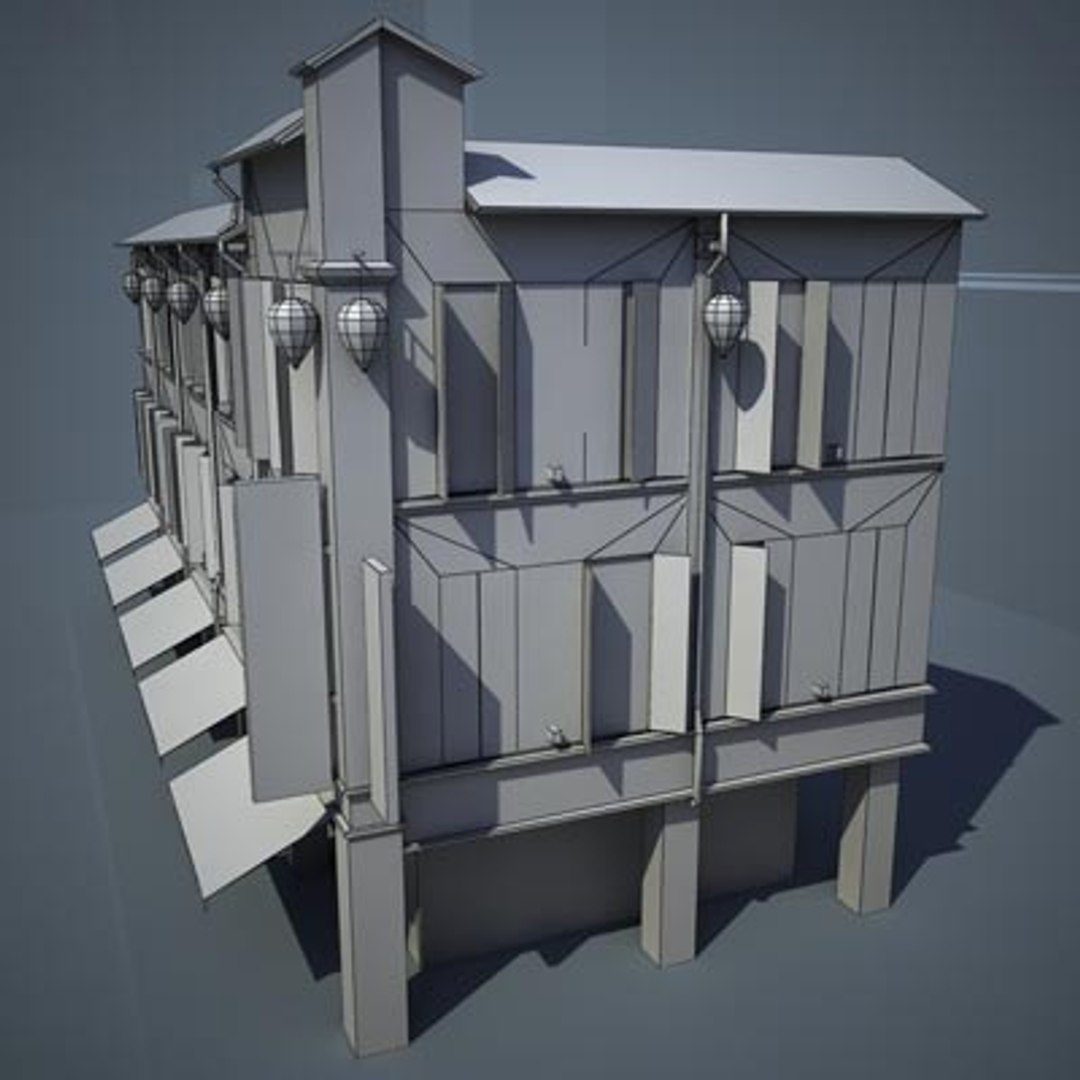 Low-poly Chinese Town House 3d Max