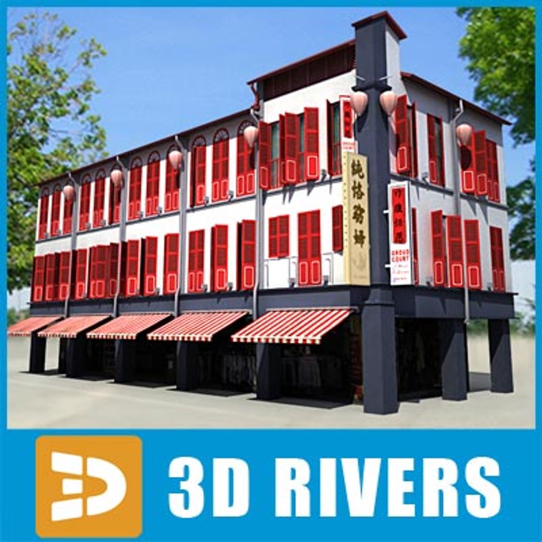 Low-poly Chinese Town House 3d Max