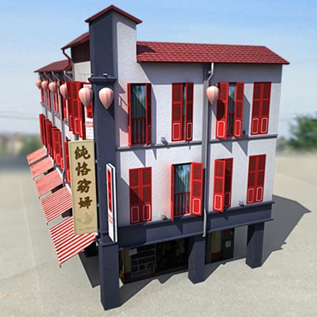 Low-poly Chinese Town House 3d Max