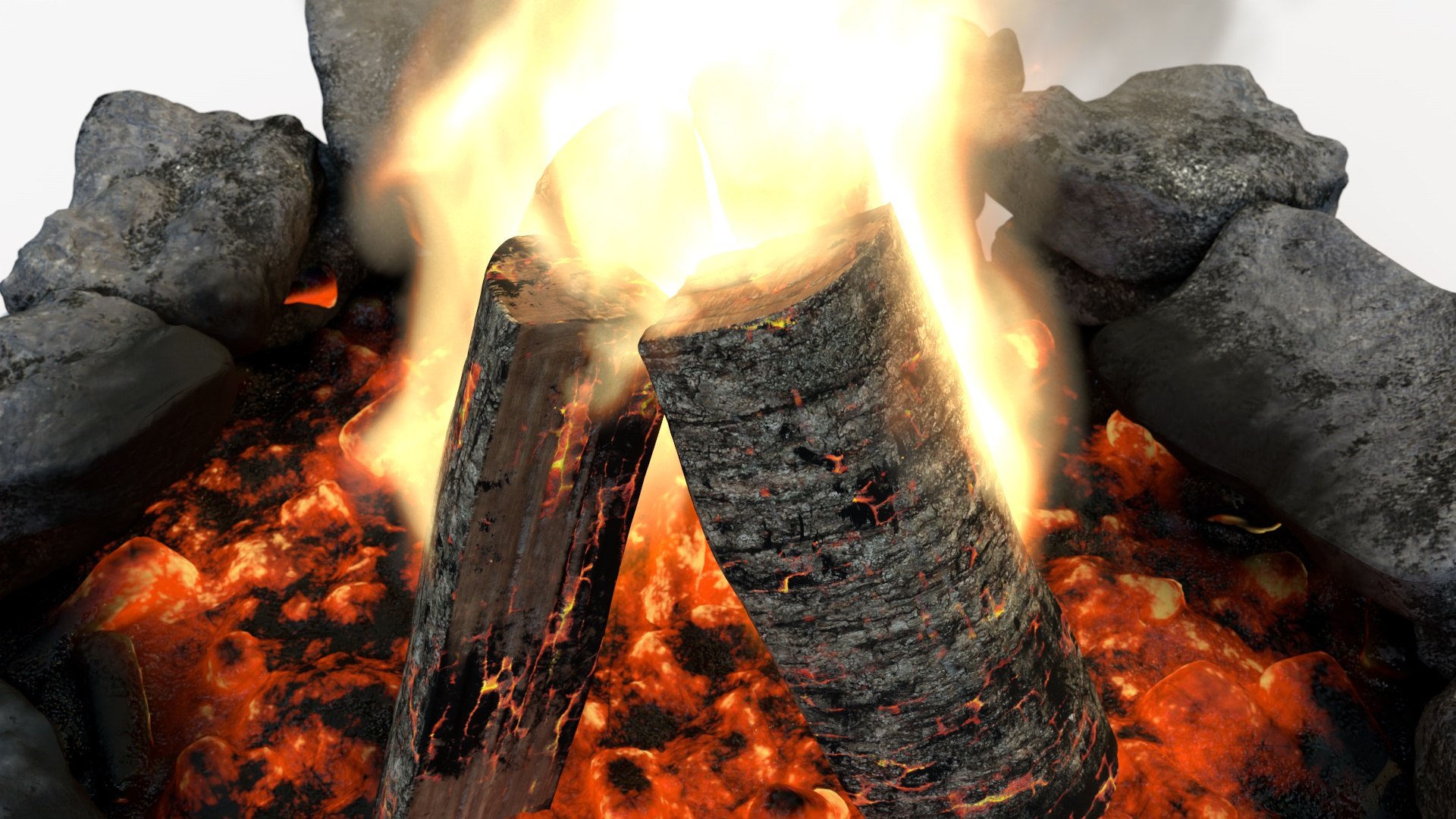 3D Campfire With Loop Fire Simulation Model - TurboSquid 1998555