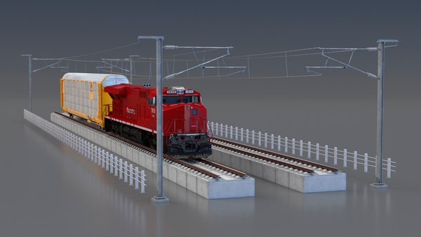 铁路上装有 Autorack 列车车厢的货运列车3D模型 - TurboSquid 2304601