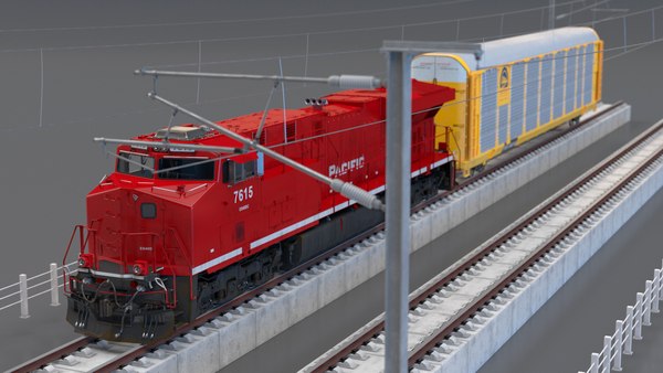 铁路上装有 Autorack 列车车厢的货运列车3D模型 - TurboSquid 2304601