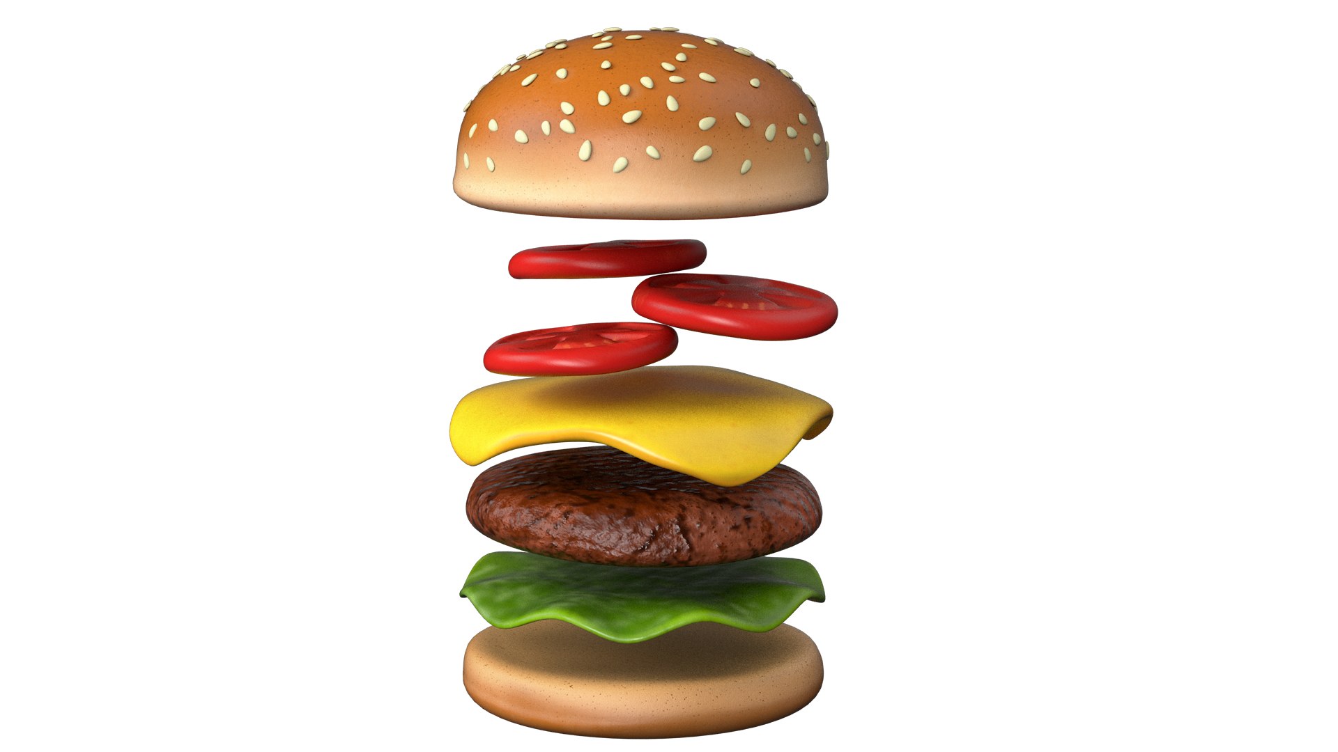 3D Model Cartoon Burger - TurboSquid 2051050