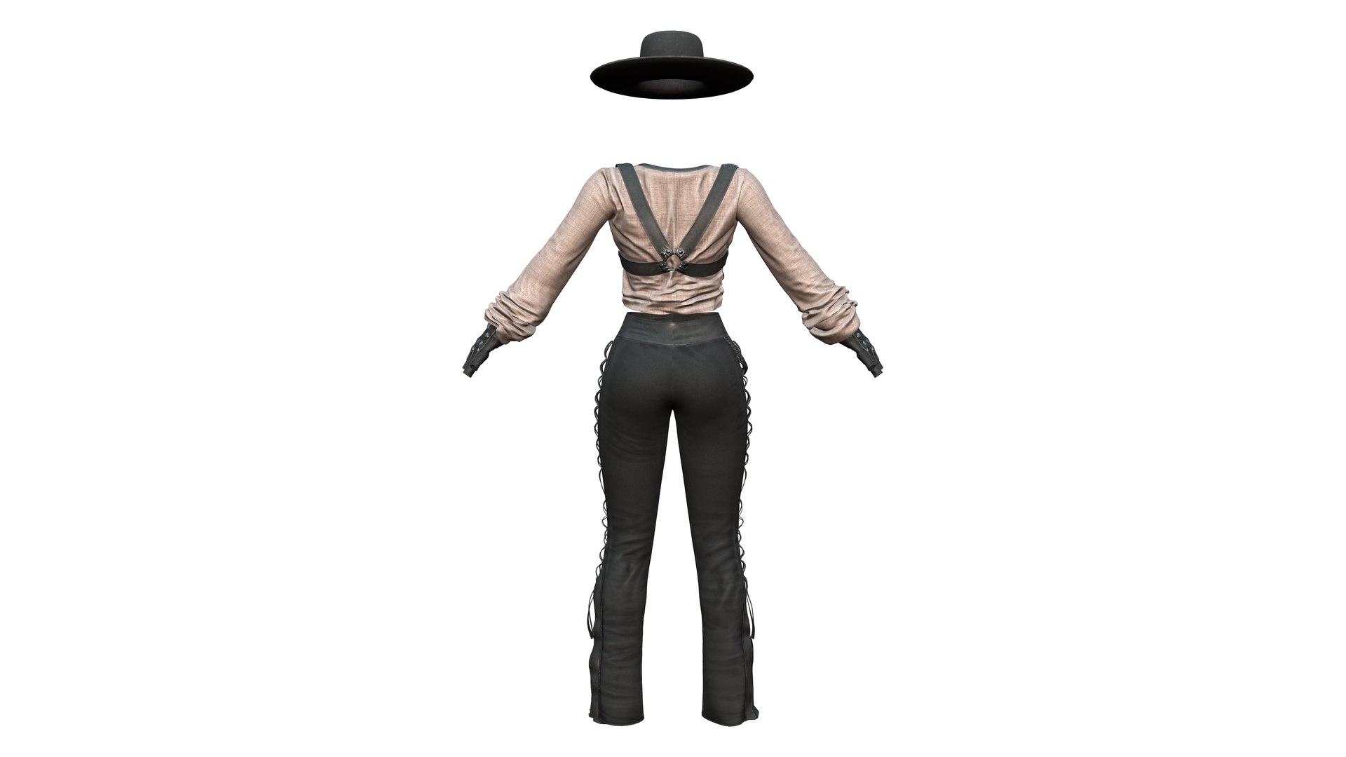 Decorated Pants Top Hat Gloves Punk Outfit 3D Model - TurboSquid 1962632