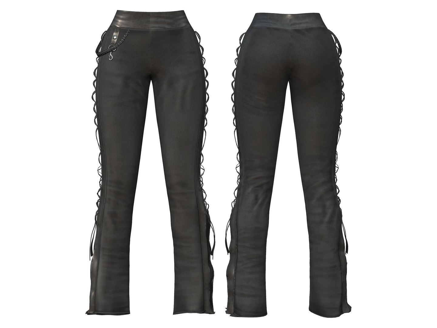 Decorated Pants Top Hat Gloves Punk Outfit 3D Model - TurboSquid 1962632